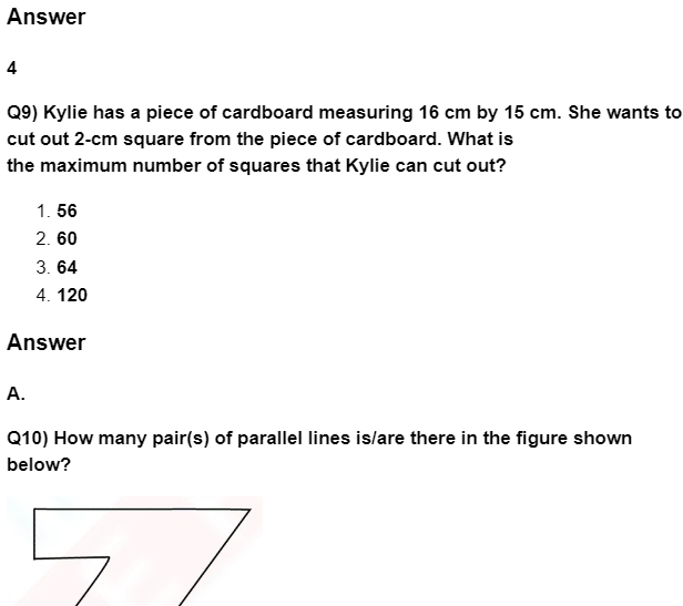 4th Class Mathematics Geometry Question Bank | Olympiad tester