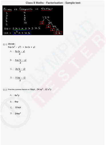 HOTS Questions - Factorization - Class 8 Maths | Olympiad tester