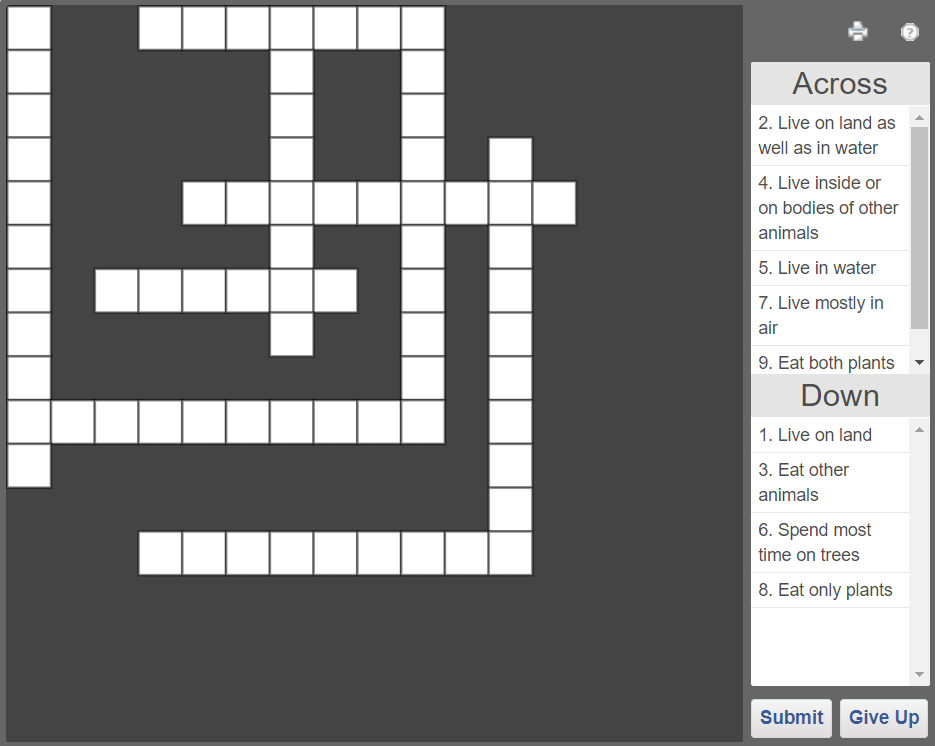 Grade 3 - Science crossword - Animal classification | Olympiad tester