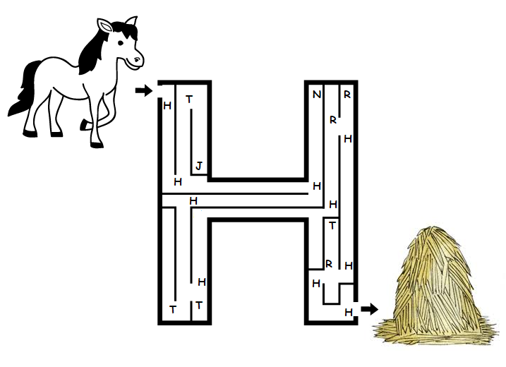 Kindergarten Maze Worksheet - Letter H | Olympiad tester