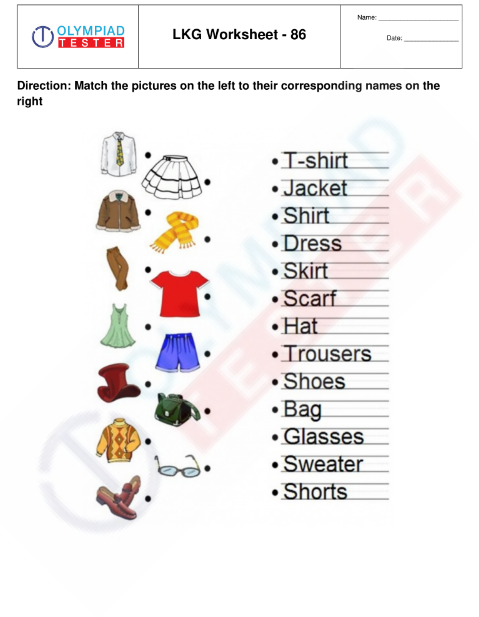 LKG Worksheet 86 - Column matching | Olympiad tester
