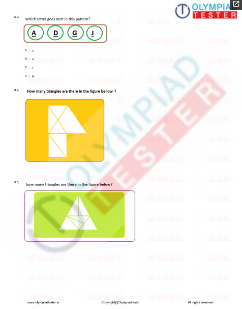 Class 3 Logical reasoning PDF sample papers 03 | Olympiad tester
