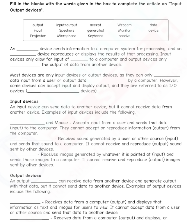 Cyber Olympiad Class 5 - Sample papers - Cloze | Olympiad tester