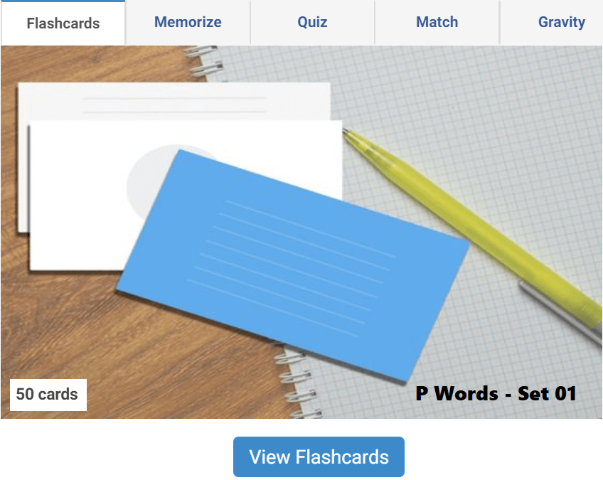 English vocabulary online flashcards - Words starting with P - Set 01 ...