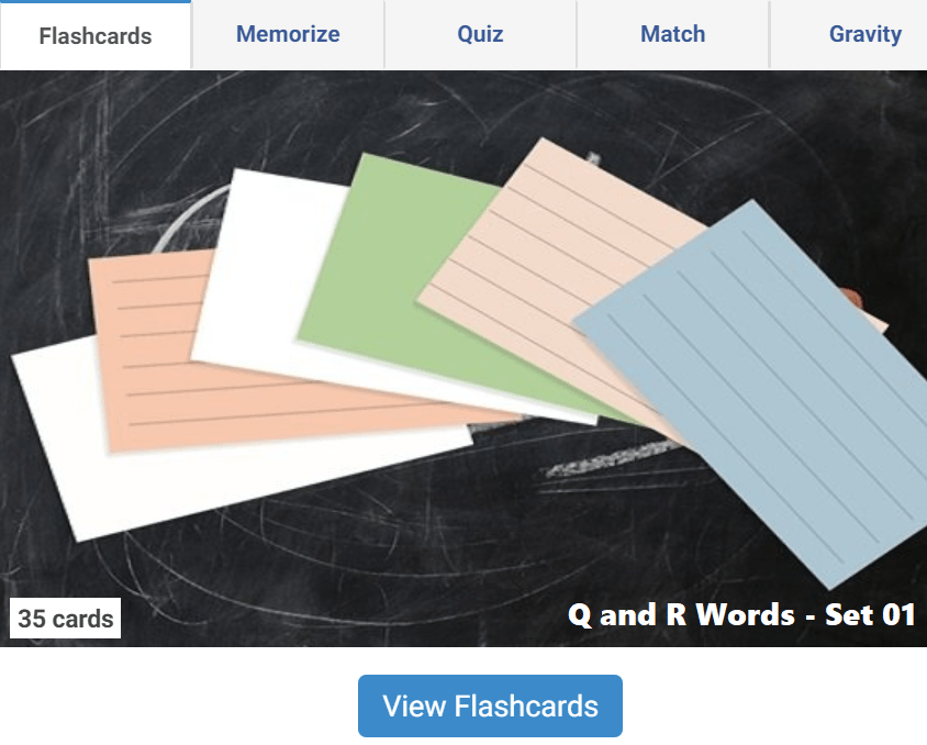 English vocabulary online flashcards - Words starting with Q - Set 01 ...