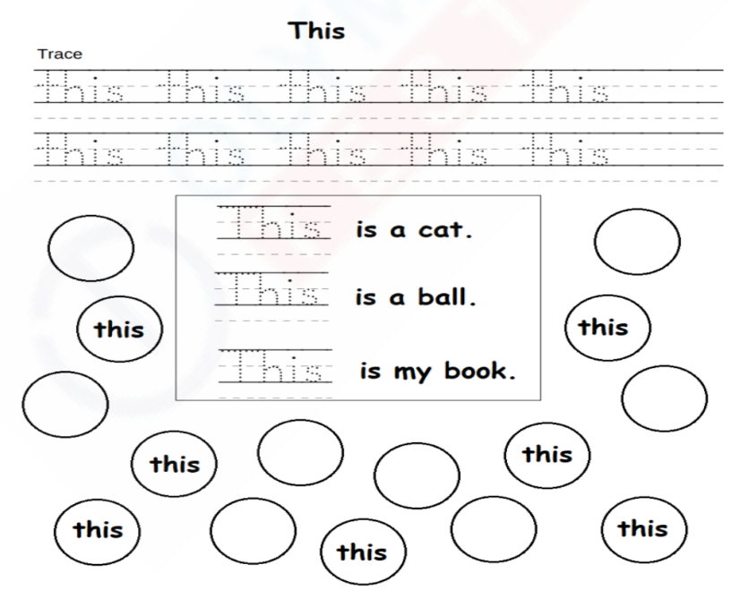 Mastering Sight Word "This" - Kindergarten Worksheet | Olympiad tester