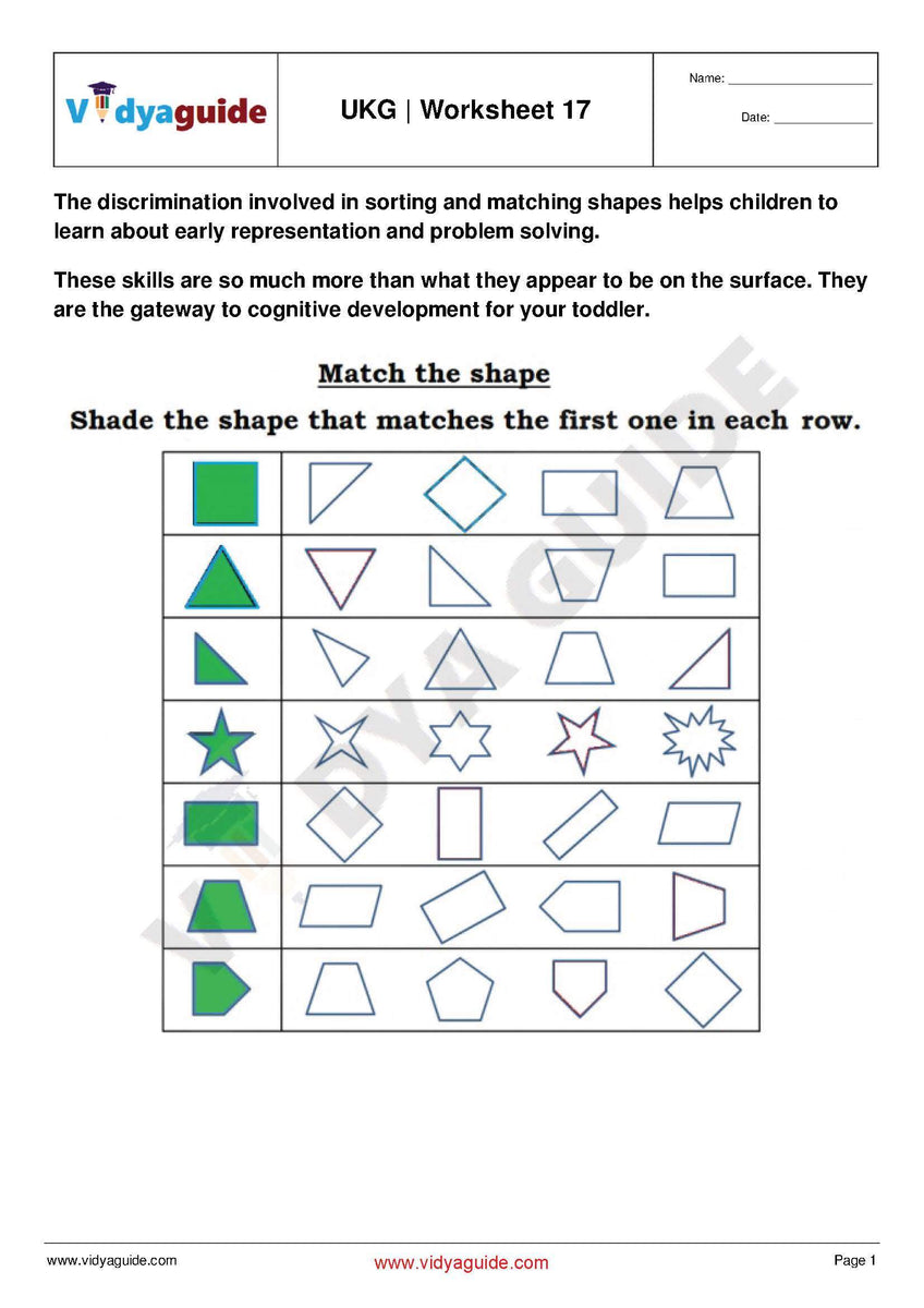 Printable Kindergarten PDF worksheet - UKG #17 | Olympiad tester