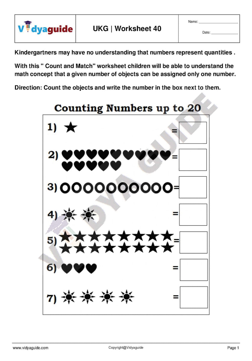 Printable Kindergarten Worksheets - UKG #40 | Olympiad tester
