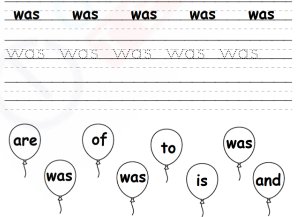 Fun Tracing and Coloring Worksheet for Sight Word 'Was' for ...